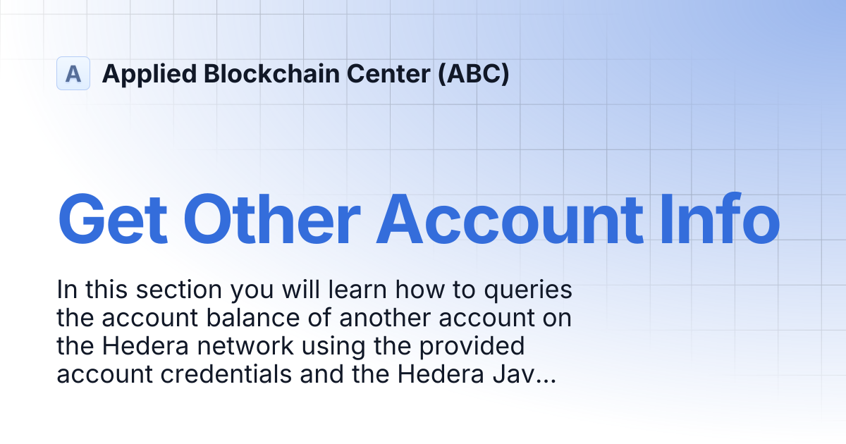 Get Other Account Info | Applied Blockchain Center (ABC)